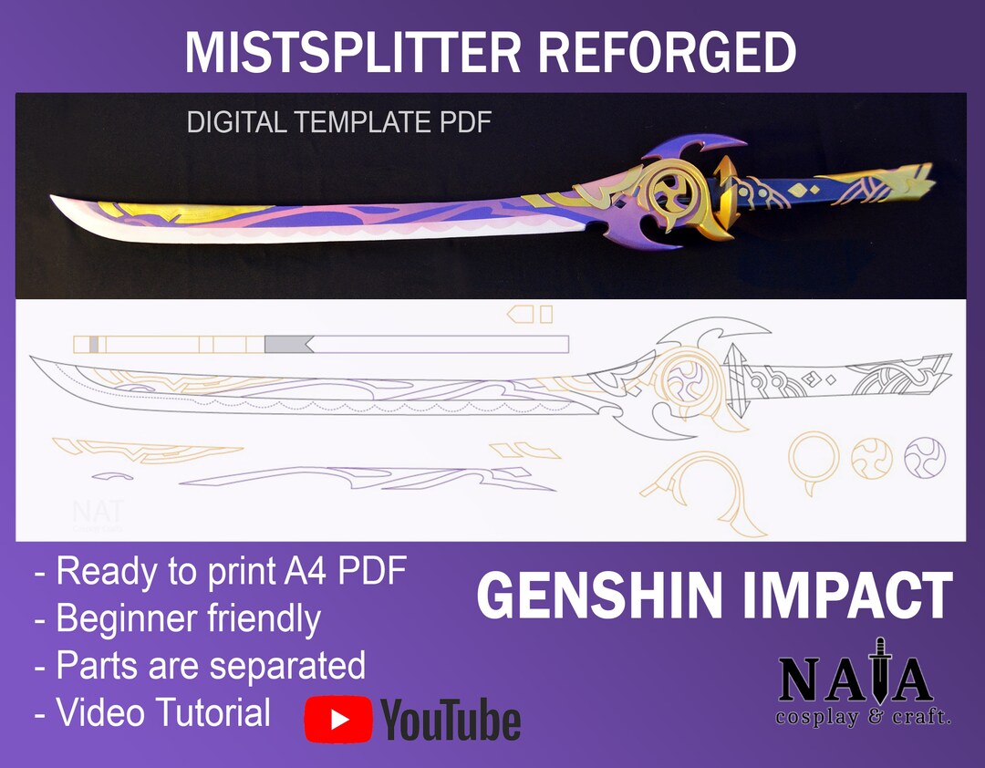 Genshin Impact Cosplay Prop - Mistsplitter Reforged, DIY Digital ...