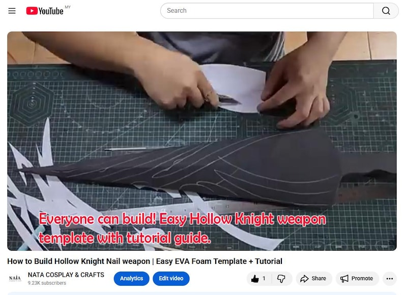 Hollow Knight Nail Weapon Template Pattern PDF - EVA Foam Cosplay Prop ...