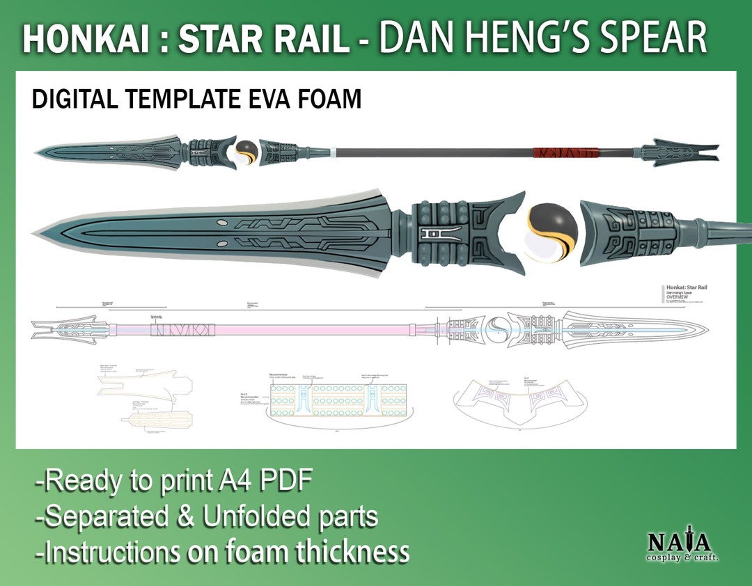 Honkai Star Rail Dan Heng's lanza cosplay prop Digital DIY plantilla ...