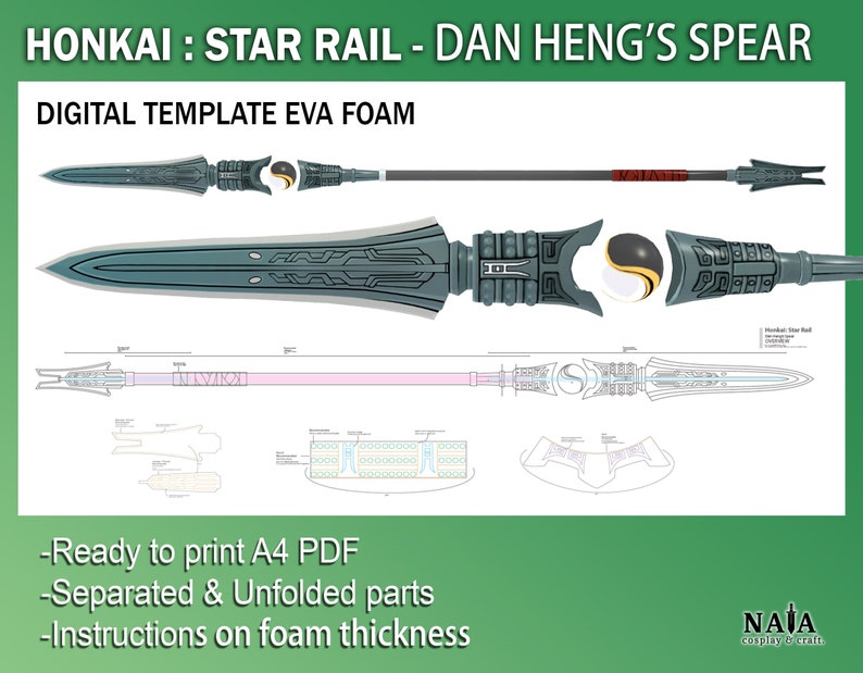 Honkai Star Rail Dan Heng's Spear Cosplay Prop Digital DIY - Etsy Singapore