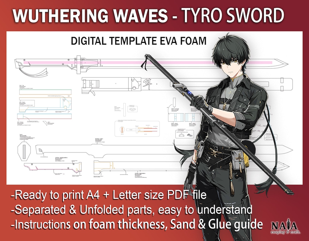 Wuthering Waves Tyro Sword Rover's Weapon Cosplay Prop Digital Template ...