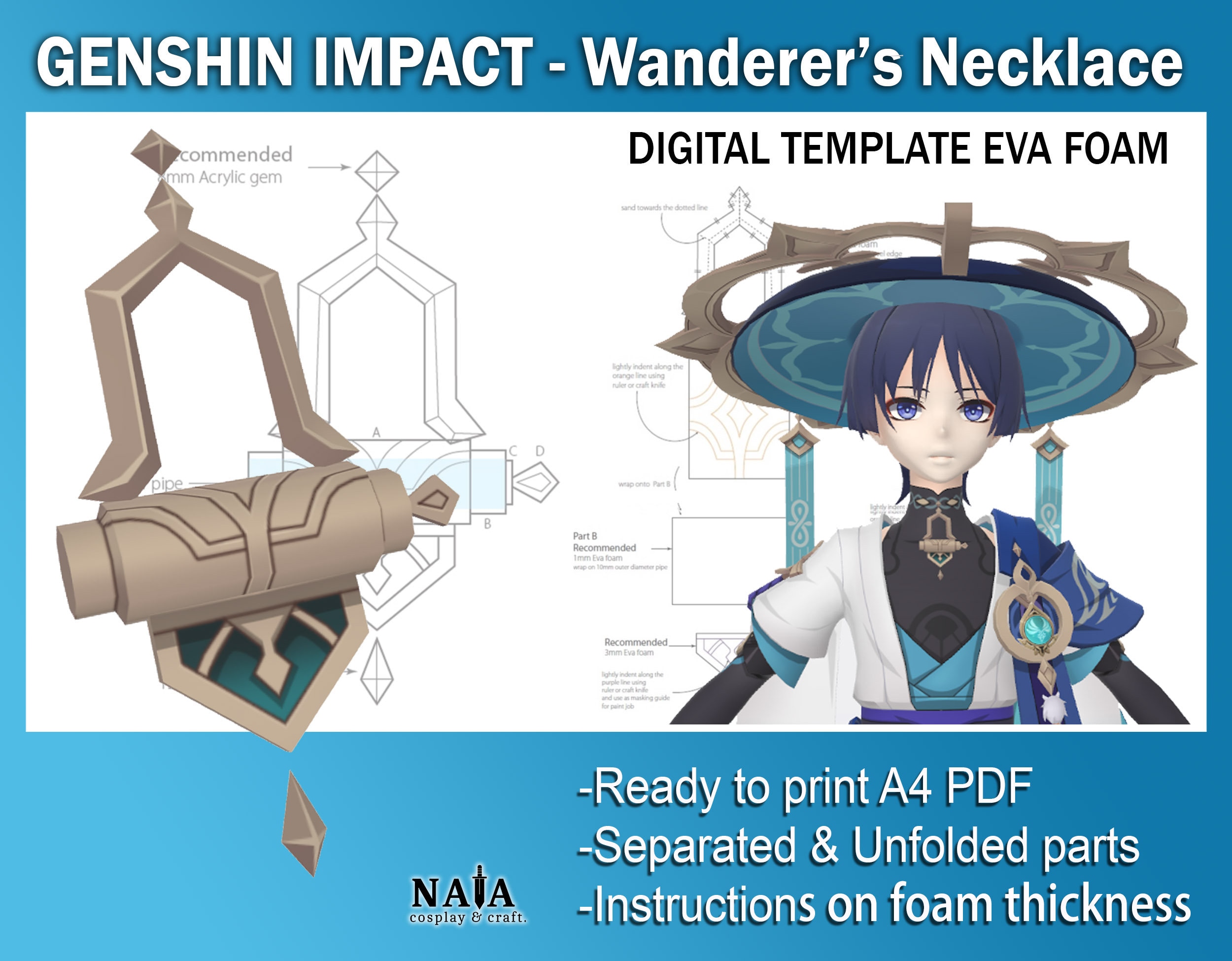 Genshin Impact Cosplay Prop Wanderer's Necklace Digital - Etsy Australia
