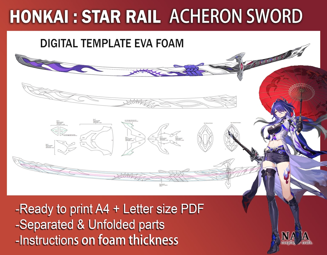 Acheron Sword and Sheath - Honkai Star Rail Cosplay Prop Digital DIY ...