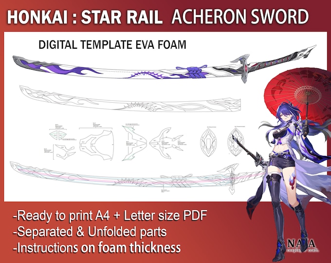 Acheron Sword and Sheath - Honkai Star Rail Cosplay Prop Digital DIY ...