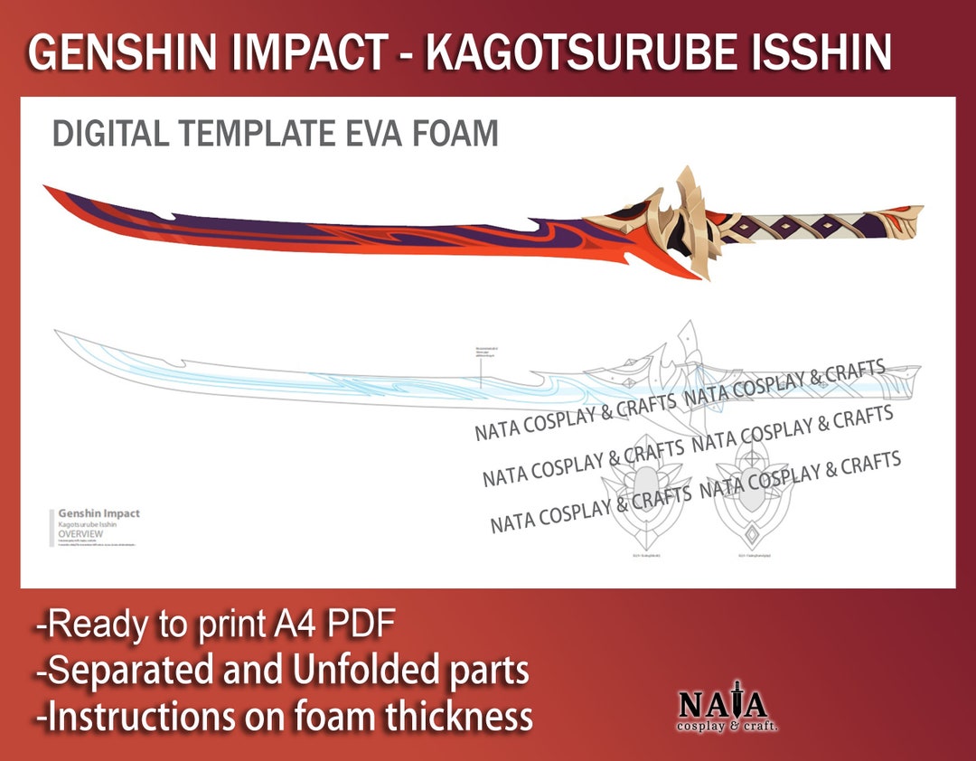 Genshin Impact Cosplay Prop Kagotsurube Isshin Kazuha's Sword Digital ...