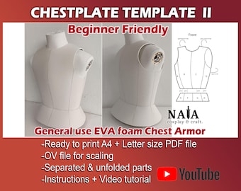 Simple Knight Breastplate Chest Plate Pattern Template - EVA Foam ...
