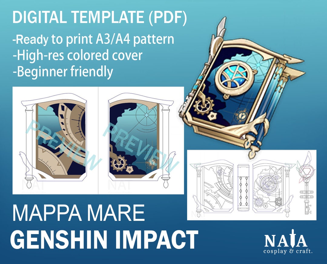Genshin Impact Cosplay Prop - Mappa Mare, DIY Digital Template Pattern ...