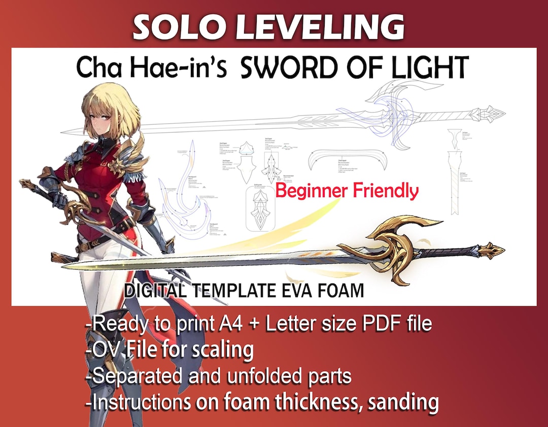Solo Leveling Arise Sword of Light Cosplay Prop - Digital PDF Template ...