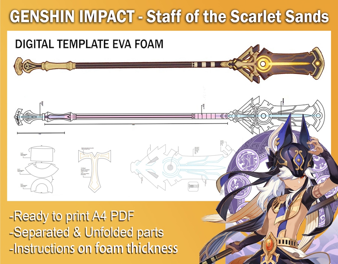Staff of the Scarlet Sands Genshin Impact Cosplay Prop - Cyno Weapon ...