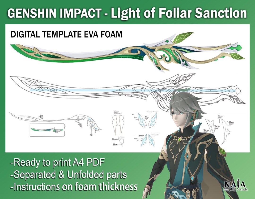 Genshin Impact Cosplay Prop Light of Foliar Incision Digital DIY ...