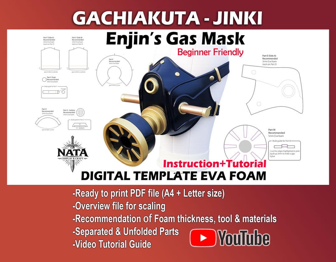 Gachiakuta Enjin Mask Template | EVA Foam Cosplay Pattern PDF ...