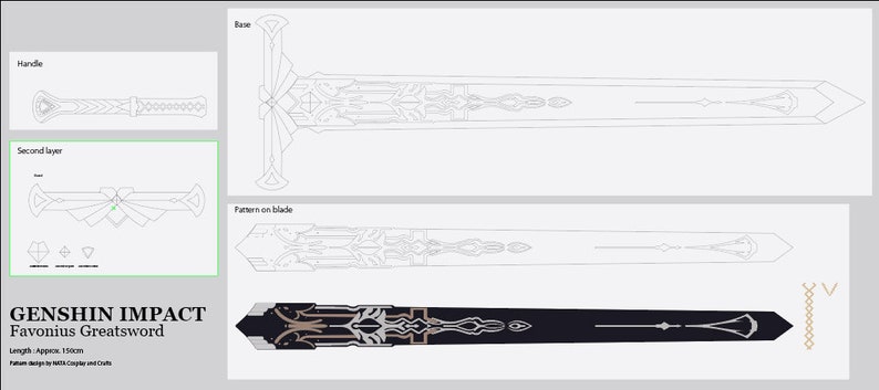 Genshin Impact Cosplay Prop Favonius Greatsword DIY Template | Etsy