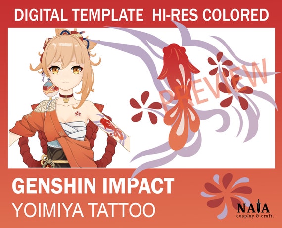 Genshin Impact Yoimiya Cosplay Tattoo Digital File PDF and | Etsy