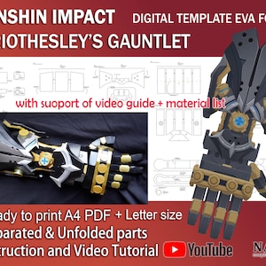 Genshin Impact Cosplay Prop - Wriothesley's Gauntlet Digital DIY Template Pattern Blueprint EVA ...
