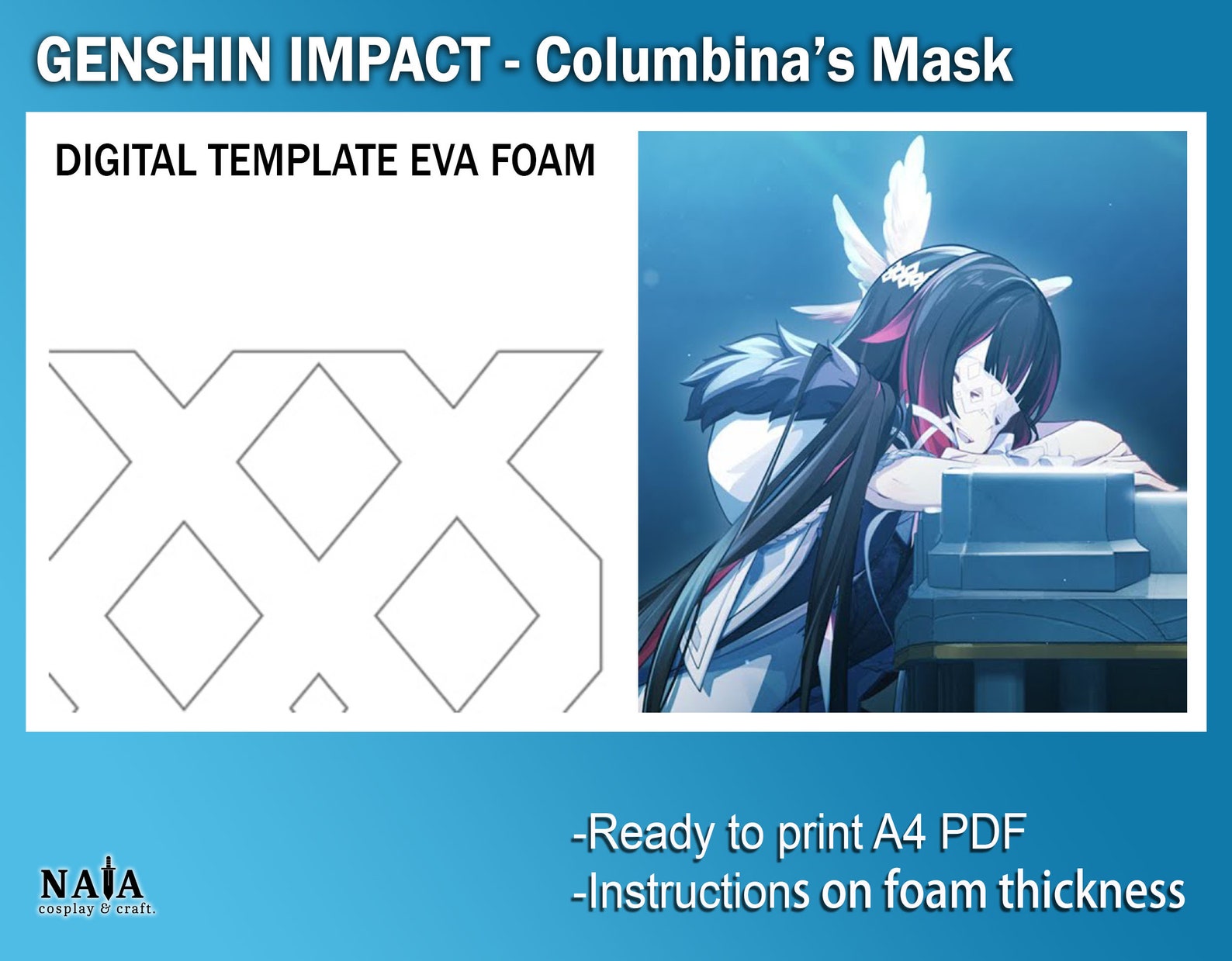 Genshin Impact Cosplay Prop Columbina's Eyes Mask Third of Eleven Fatui ...