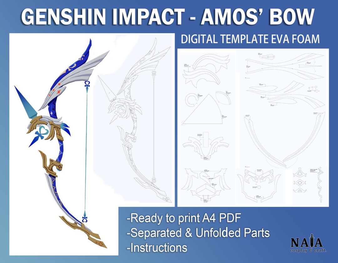 Genshin Impact Cosplay Prop - Amos Bow, DIY Digital Template Pattern ...