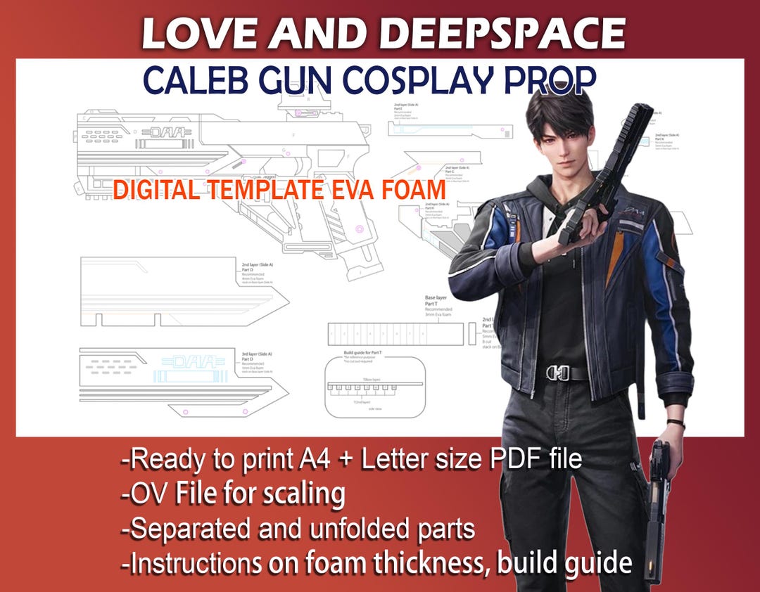 Love and Deepspace Caleb Cosplay Prop - Digital PDF Template Pattern ...