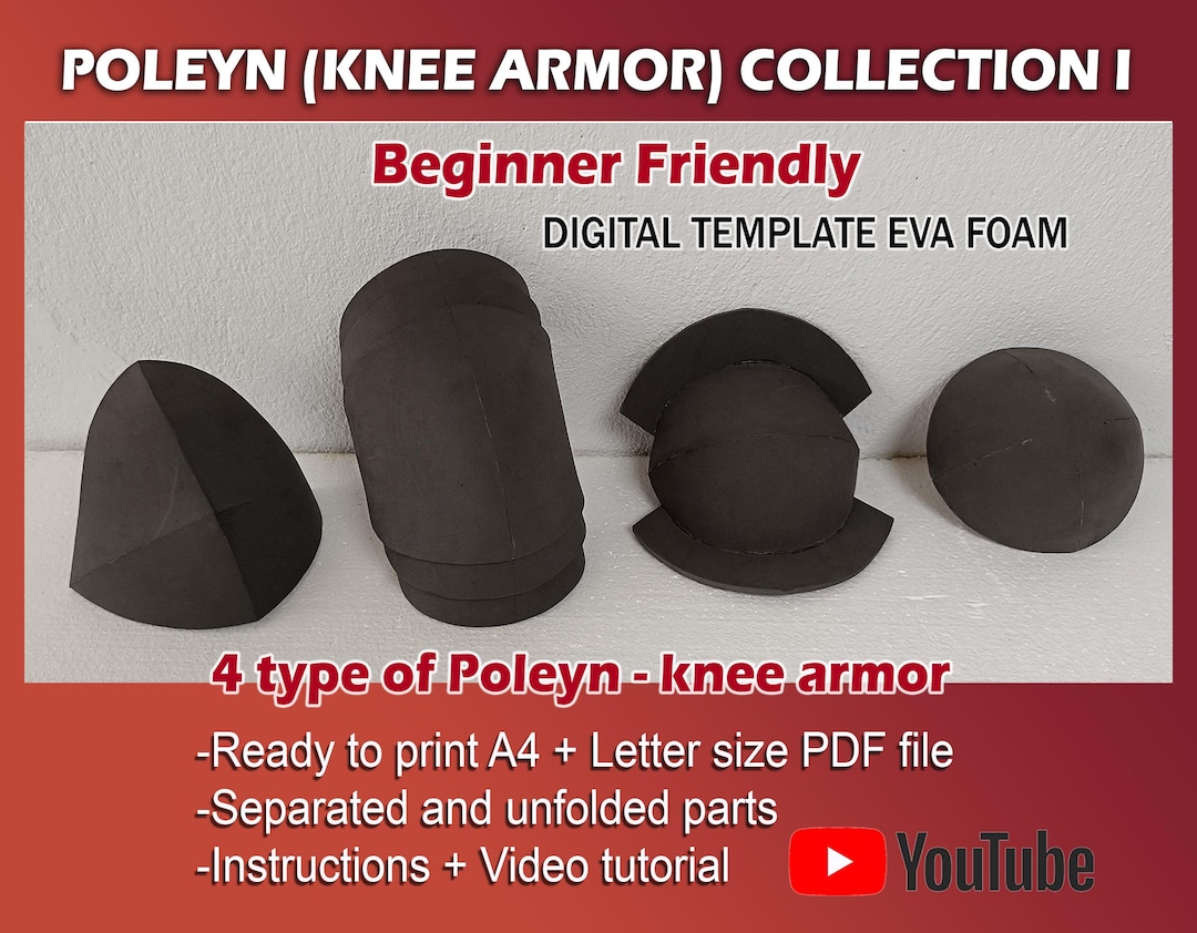 Basic Poleyn Knee Armor Cosplay Pattern Template PDF Collection for EVA ...