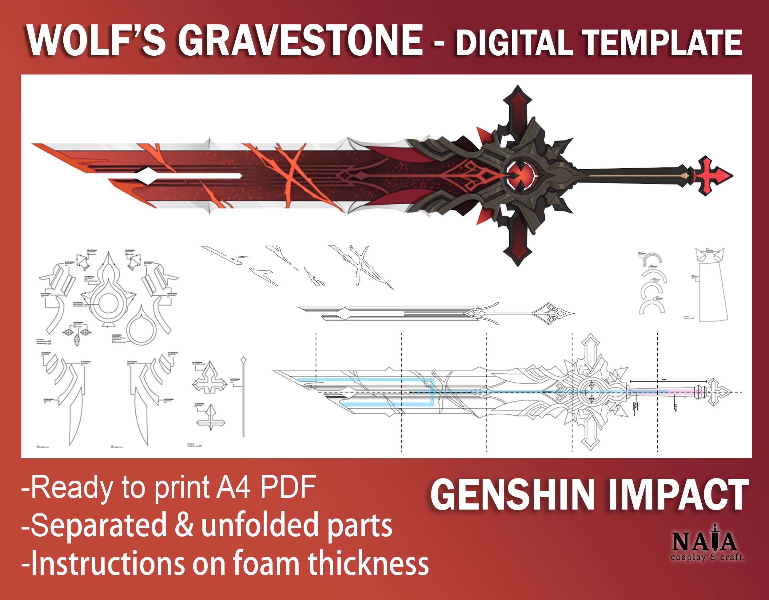 Genshin Impact Cosplay Prop Wolf s Gravestone Digital Etsy Australia