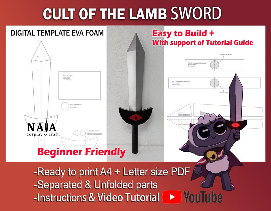 Cult of the Lamb Cosplay Sword Template Pattern for EVA Foam Crusader's ...