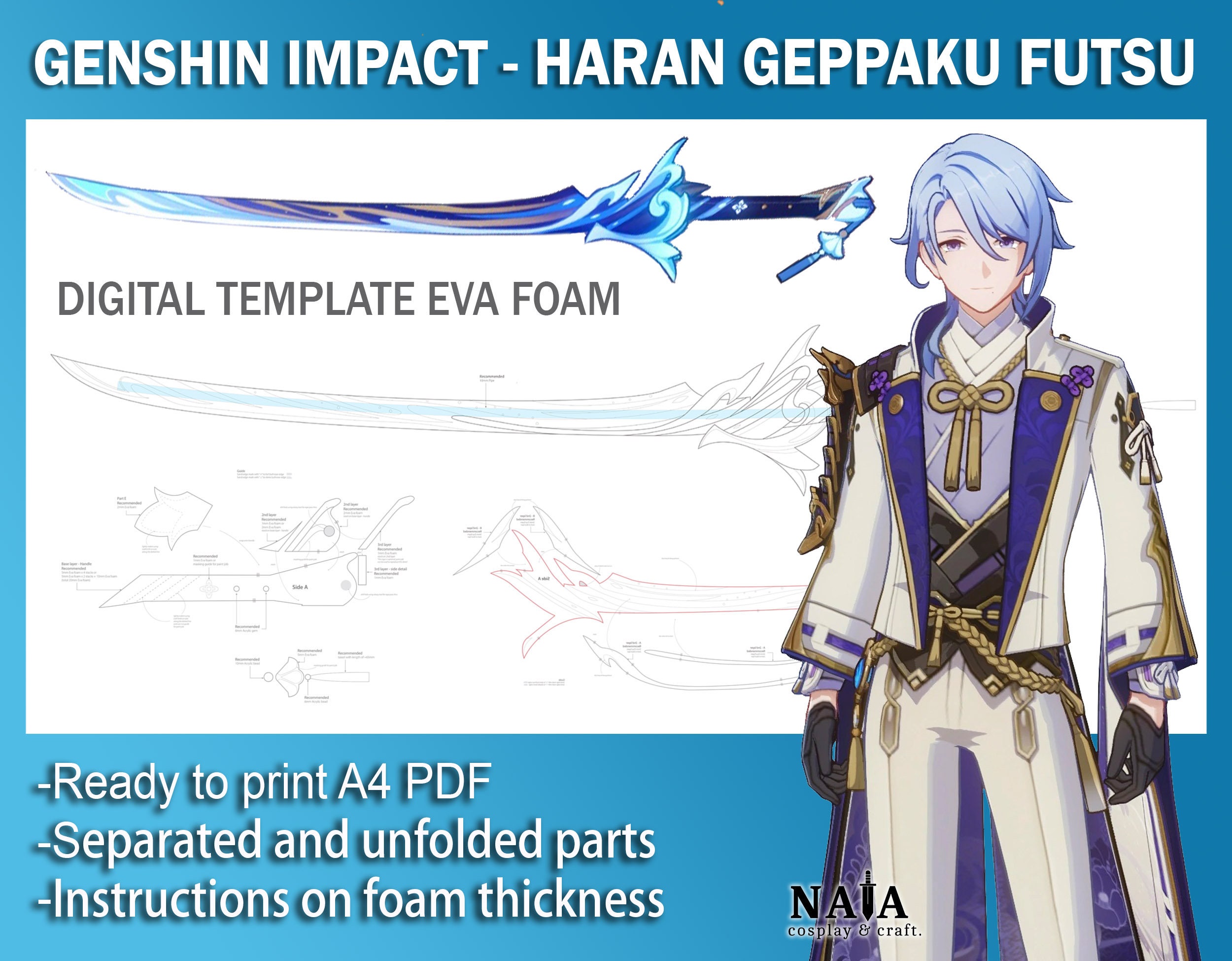 Genshin Impact Cosplay Prop Haran Geppaku Futsu Ayato's - Etsy Australia