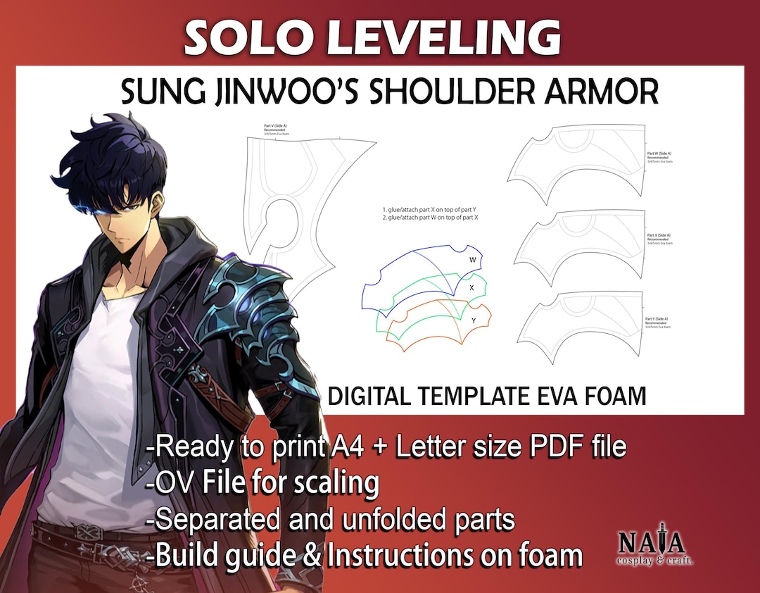 Solo Leveling Arise Sung Jin Woo Shoulder Armor Cosplay - Digital PDF ...
