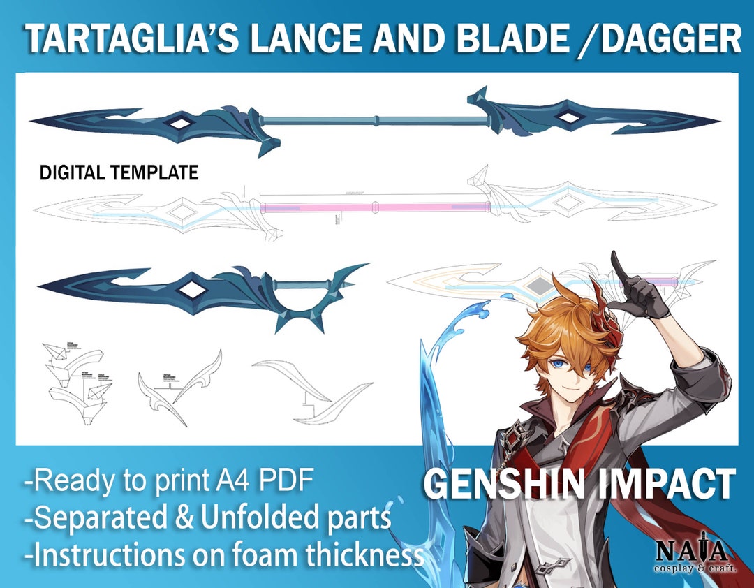 Genshin Impact Cosplay Prop Tartaglia Childe's Lance and Dual Blade ...
