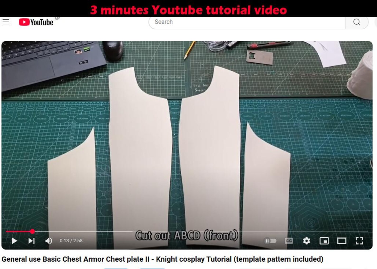 Simple Knight Breastplate Chest Plate Pattern Template - EVA Foam ...