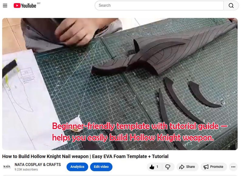 Hollow Knight Nail Weapon Template Pattern PDF - EVA Foam Cosplay Prop ...