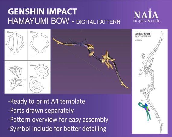 Genshin Impact Cosplay Prop Hamayumi Bow DIY Template - Etsy