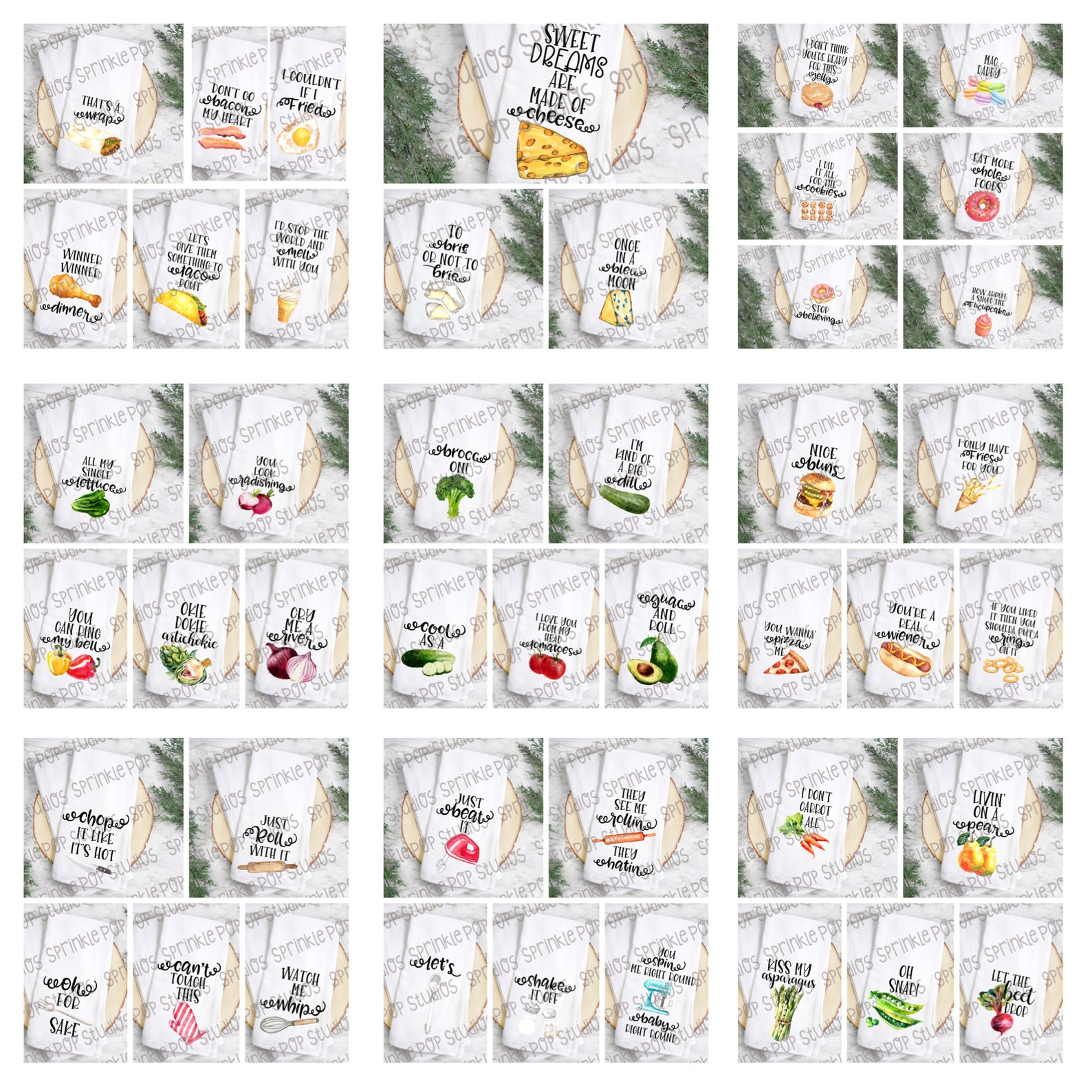 Exclusive Pun Design Bundle ~ All 46 Designs Shown - Etsy