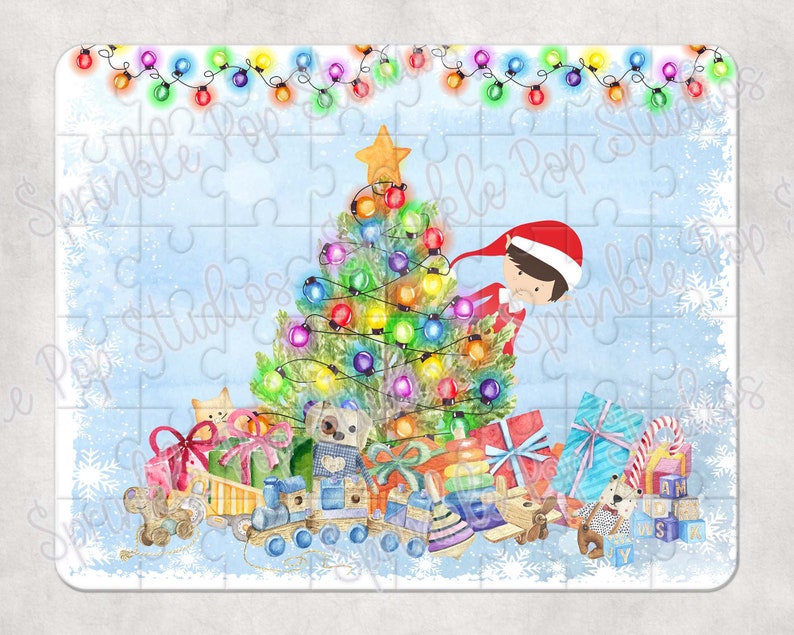 2 DESIGN BUNDLE ~ Christmas Puzzle Sublimation Design Template ~ Boy ...