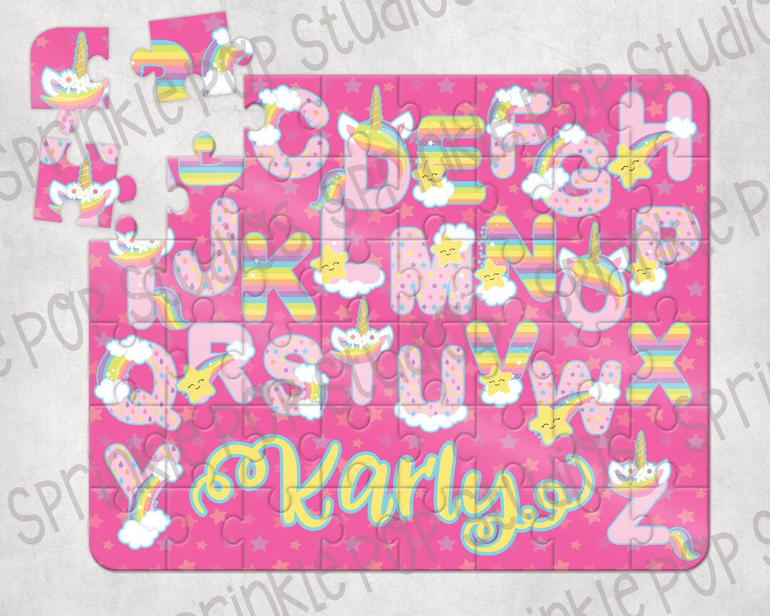 Unicorn Rainbow Alphabet Sublimation Design Template ~ ABC ~ Custom ...