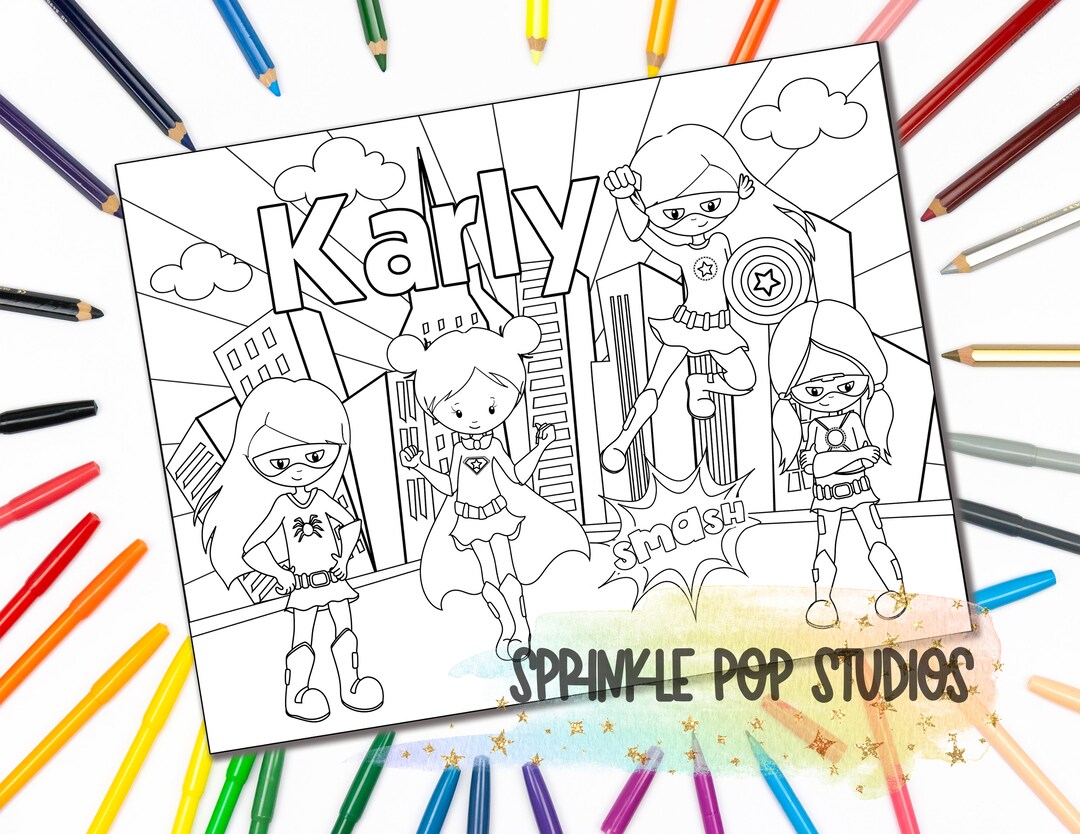 Personalized Coloring Page ~ Superhero Girls ~ Custom Coloring Book ...