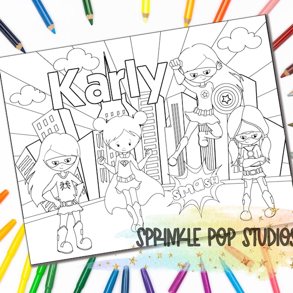 Superhero Custom Coloring Pages - Etsy