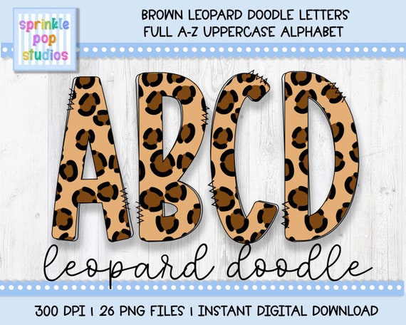Doodle Alphabet Leopard Doodle Letters Alphabet Font - Etsy