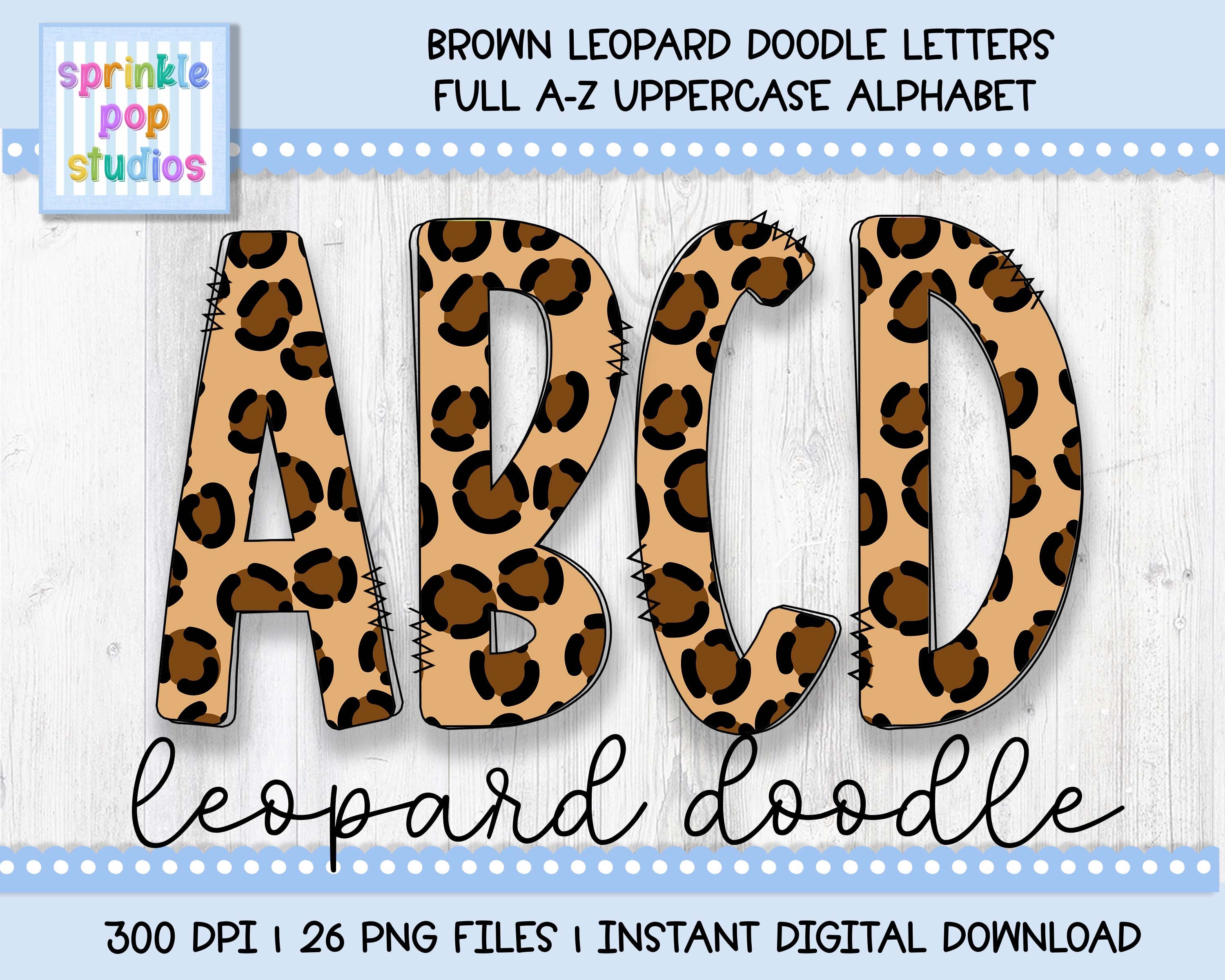Leopard Alphabet Clipart Leopard Doodle Letters Leopard Font ...