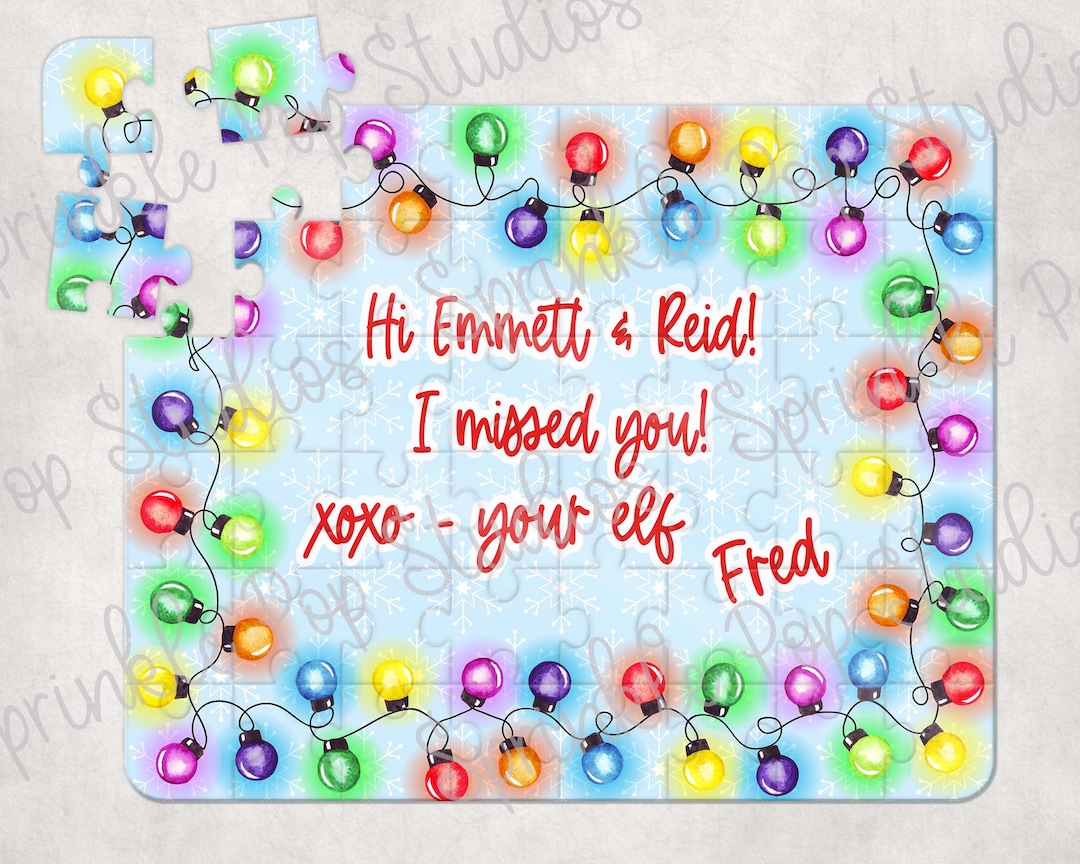 Christmas Puzzle Sublimation Design Template ~ Colored Lights ...