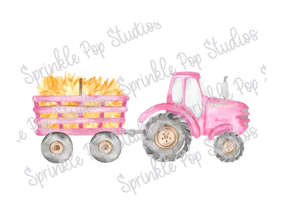 Pink Tractor With Bale Design Pink Tractor PNG Sublimation - Etsy