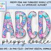 Doodle Alphabet Preppy Pink, Green, and Blue Doodle Letters Alphabet ...