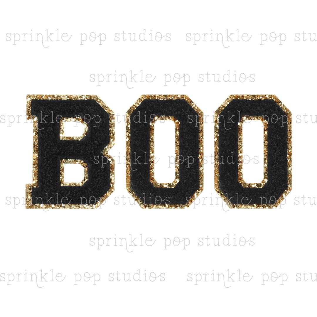 Halloween Shirt Design | Boo | Colorful Patch Letters | Varsity Letters ...