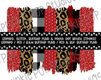 Black Glitter / Buffalo Plaid / Leopard Glitter ~ Brush Stroke ...