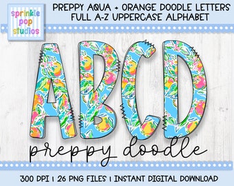 Doodle Alphabet | Preppy Bright Doodle Letters | Alphabet Font Clipart ...