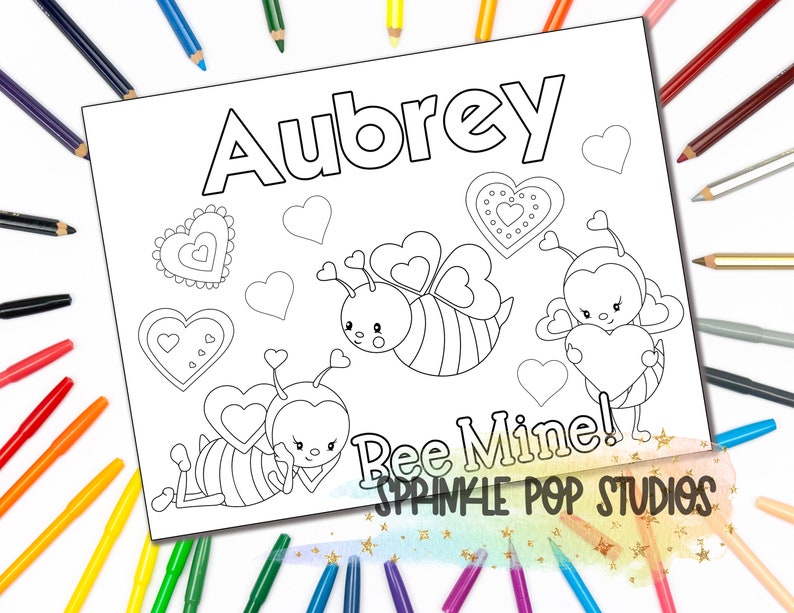 Personalized Coloring Page Bee Mine Custom Coloring Book - Etsy