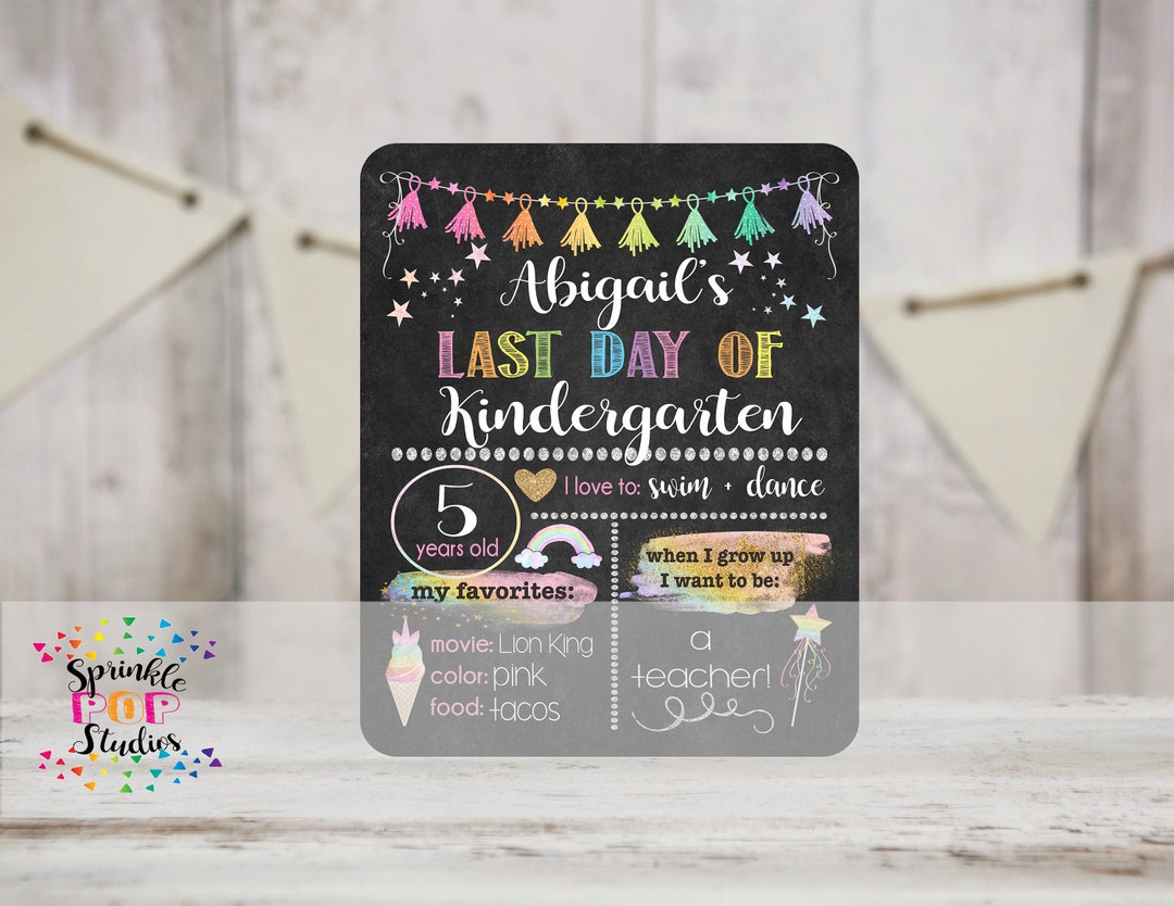 Rainbow Chalkboard Last Day of School Sign ~ Dry Erase Board ...