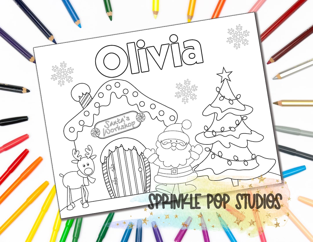 Personalized Coloring Page ~ Santa's Workshop ~ Custom Coloring Book ...