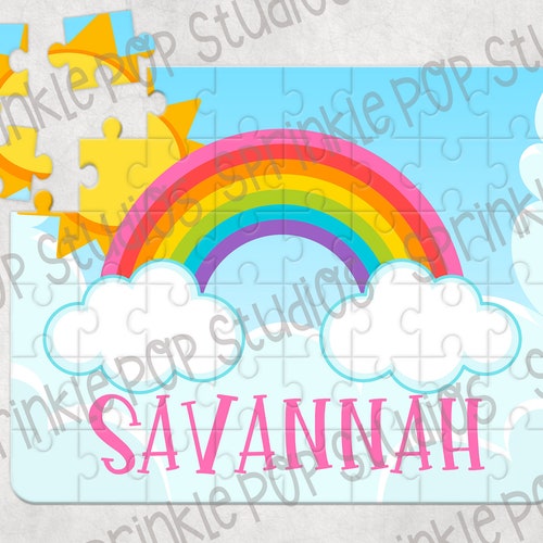 Rainbow Puzzle Sublimation Design Template Rainbow and Sun - Etsy