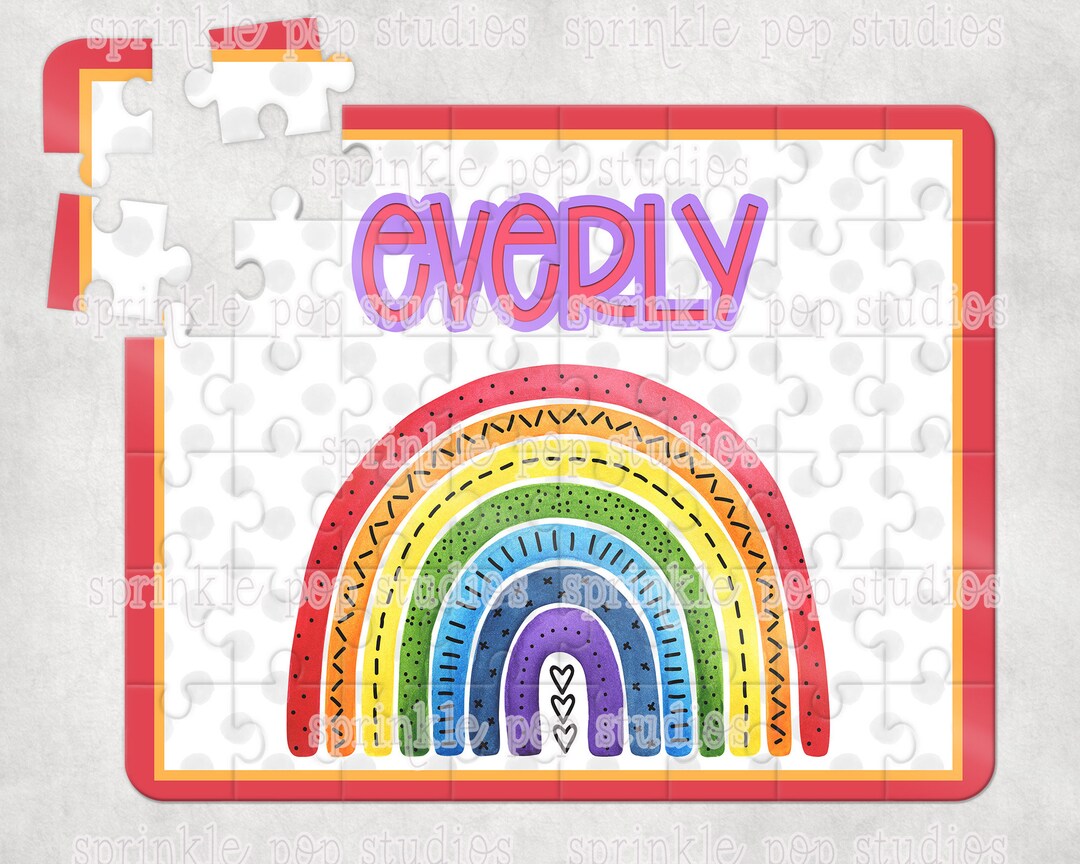 Watercolor Rainbow Puzzle Sublimation Design Template ~ Custom Puzzle ...