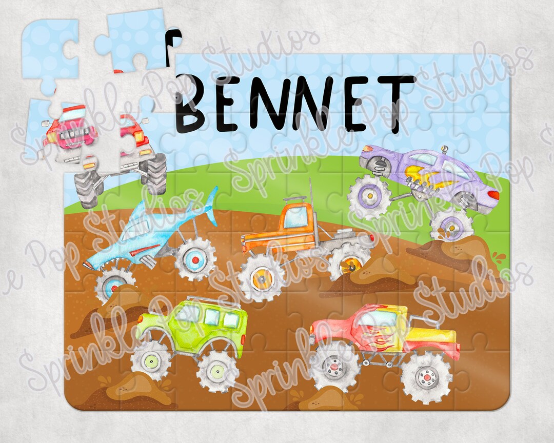 Monster Truck Puzzle Sublimation Design Template ~ Monster Trucks ...
