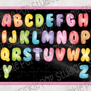 Rainbow Alphabet Sublimation Design Template ~ ABC ~ Black and Pink ...